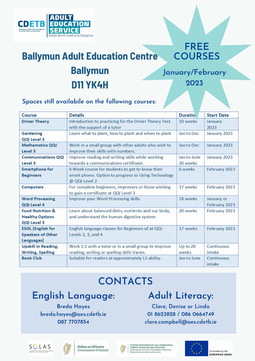 Courses - Adult Education City of Dublin ETB