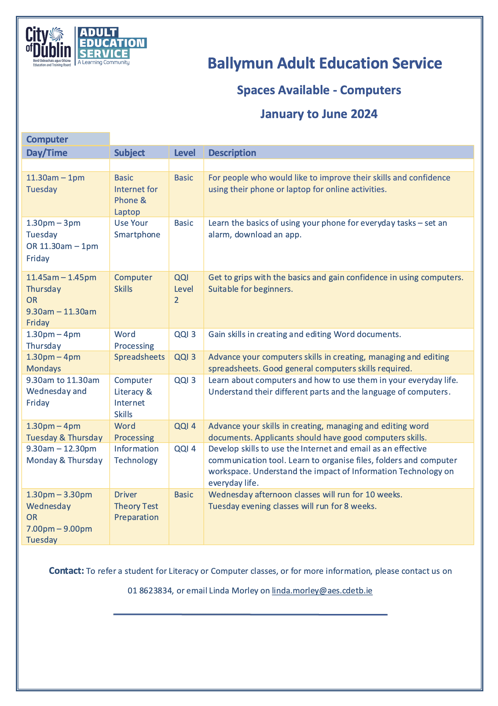 Region 1 - Adult Education City of Dublin ETB