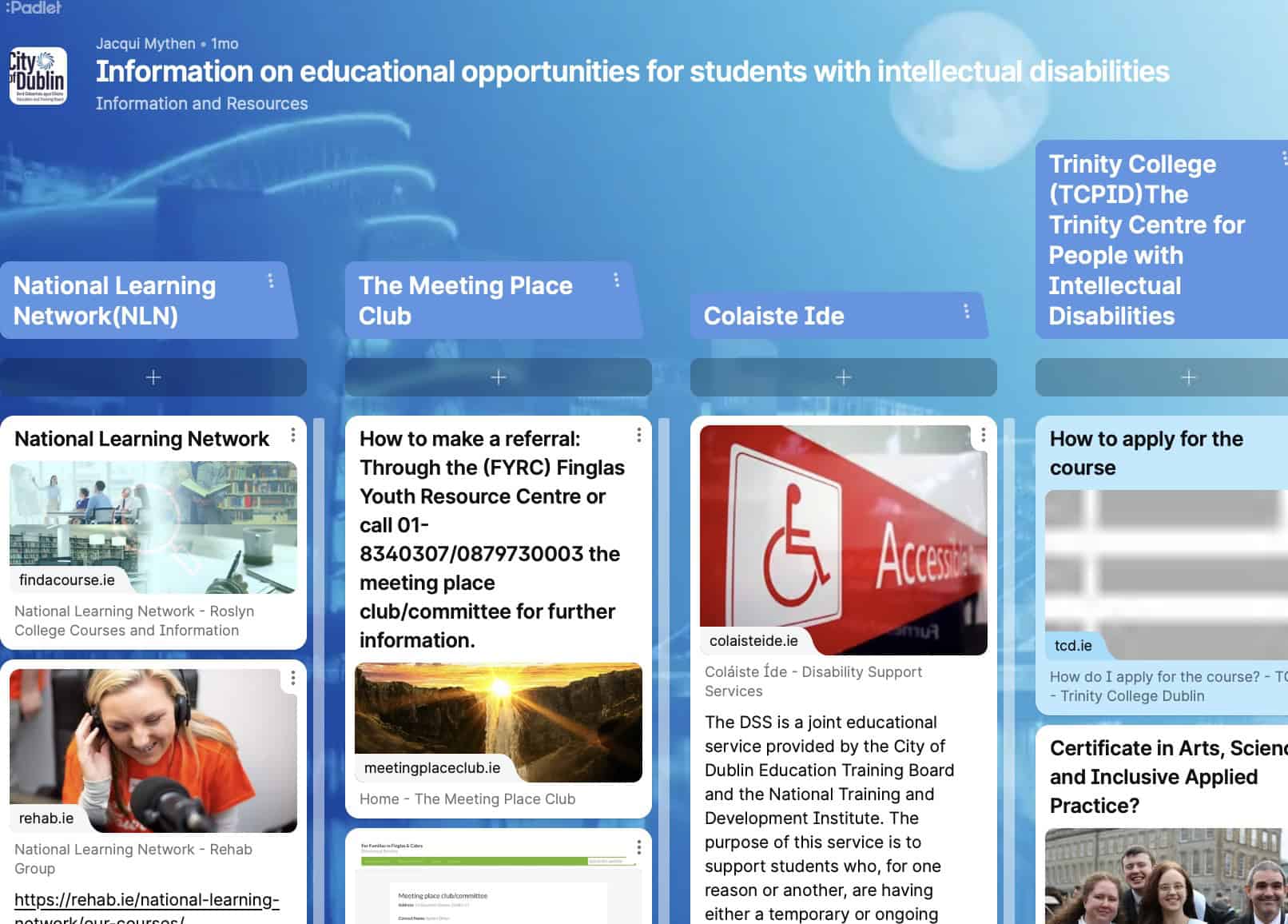 Padlet with Information on Education for Adults with Intellectual Disabilities - Adult Education ...